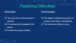 Difficulties in Pipelining | PPTX | Operating Systems | Computer Software and Applications