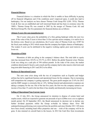 Financial Distress Thomas Cook | PDF
