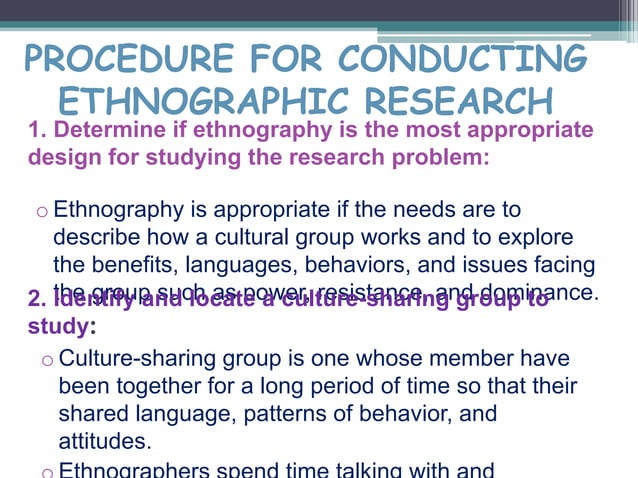 Ethnographic Research | PPTX | Education