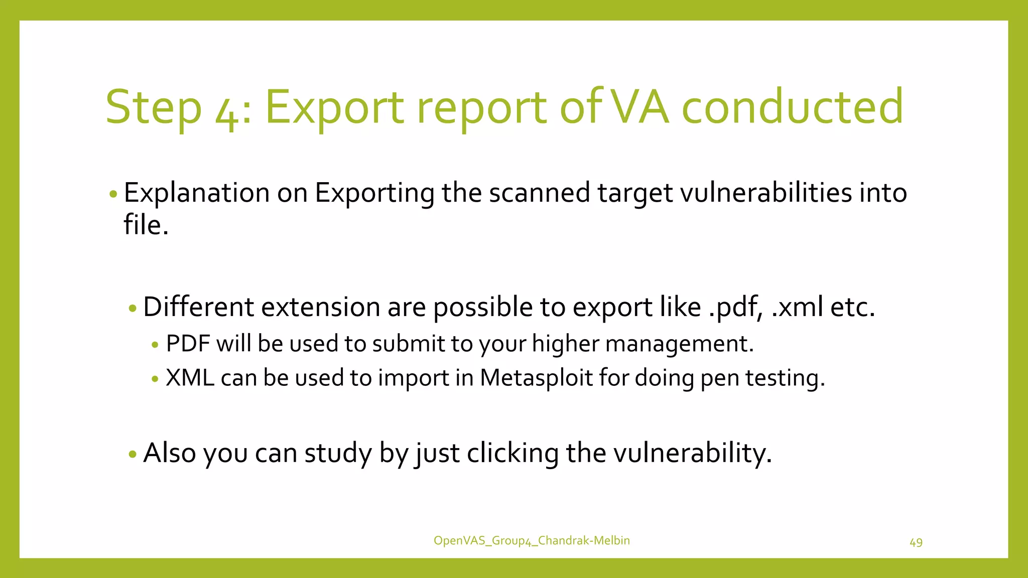 OpenVAS: Vulnerability Assessment Scanner | PPTX