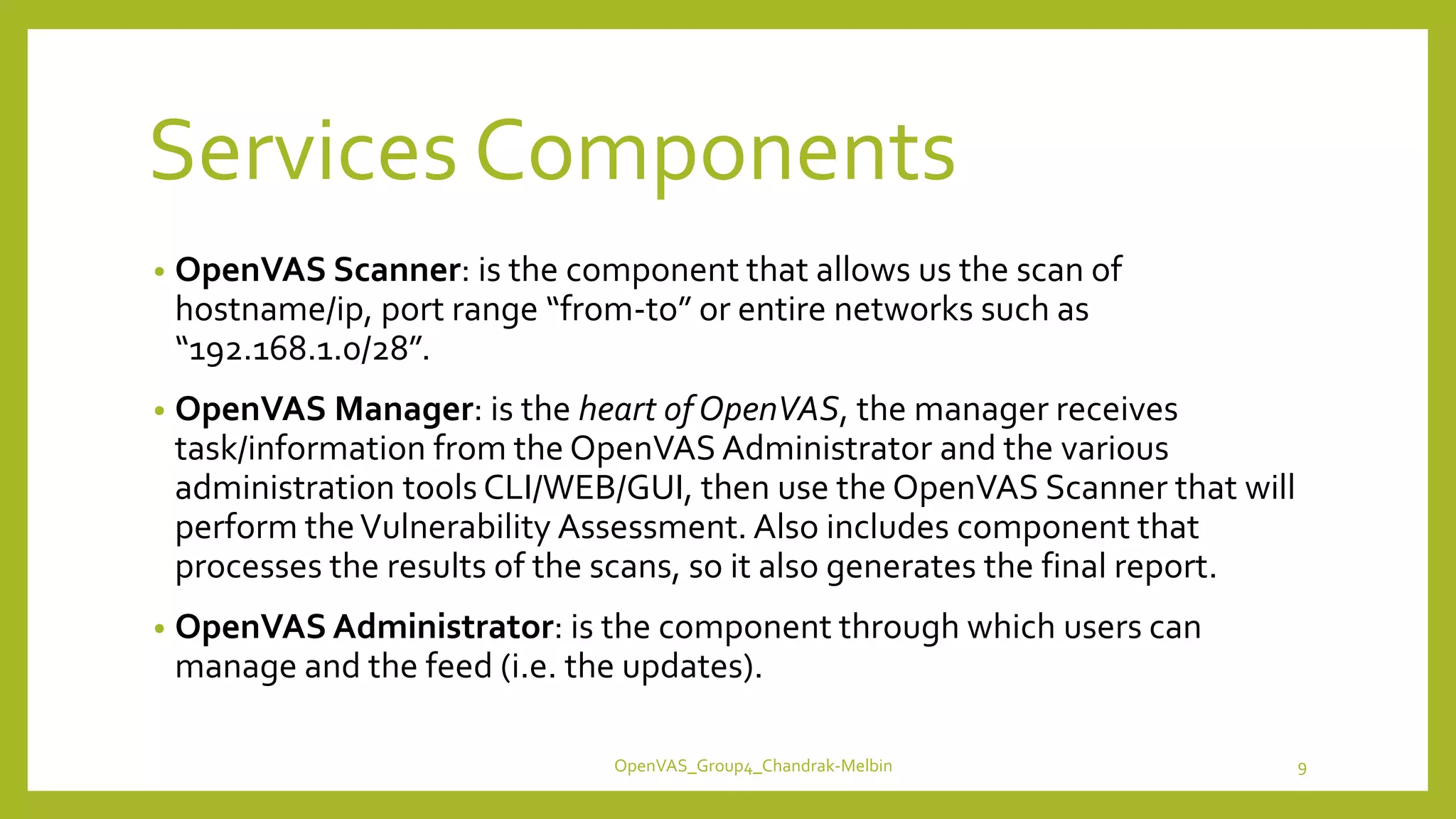 OpenVAS: Vulnerability Assessment Scanner | PPTX