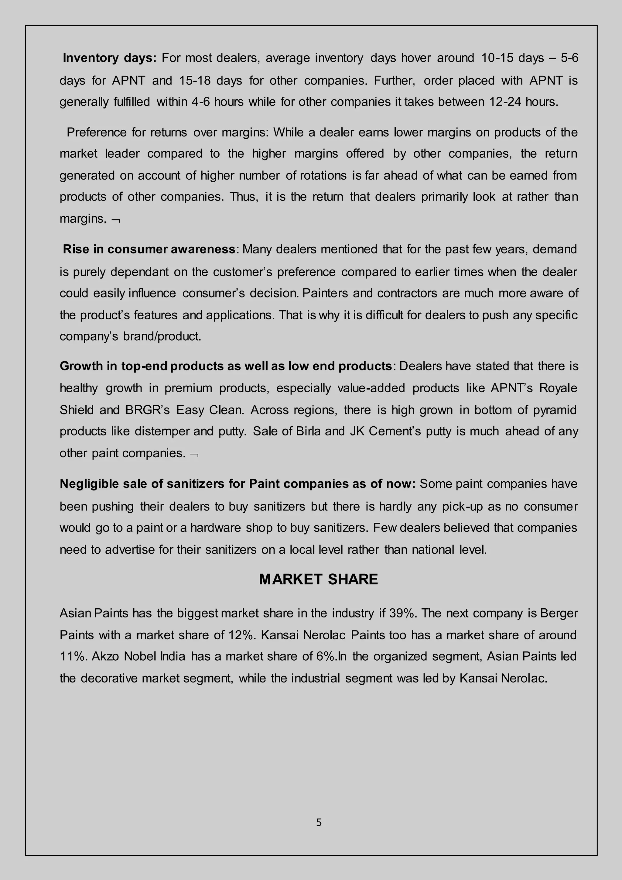 Financial Analysis Paint Industry | DOCX