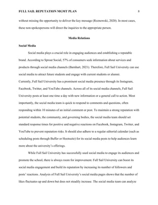 Reputation Plan for University (fictional assessment) | PDF ...