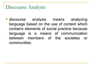 Discourse Analysis and Pragmatics | PPT