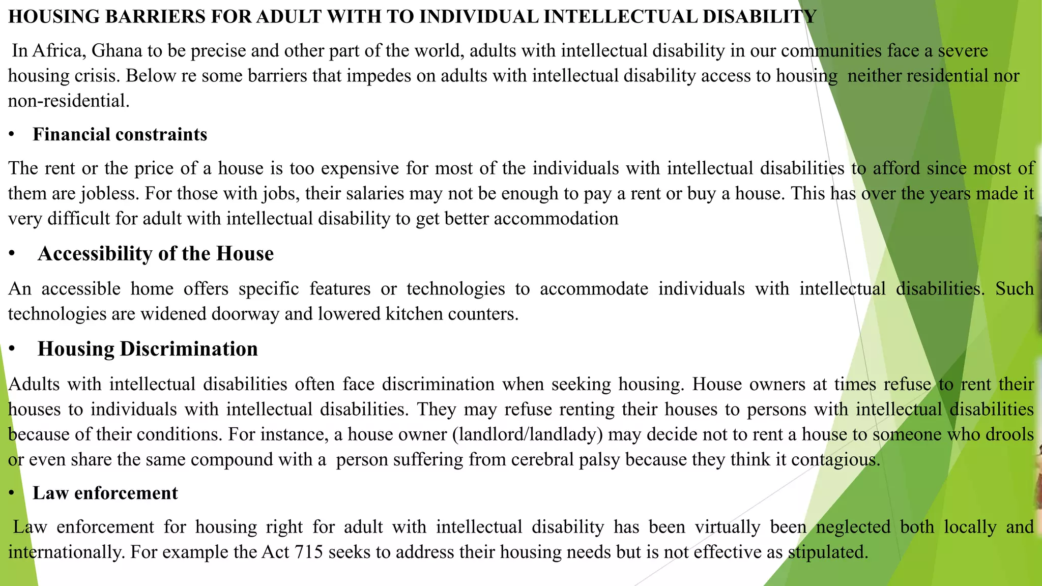 HOUSING FOR ADULT WITH INTELLECTUAL DISABILITY.. | PPTX