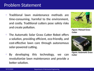 Automatic Solar Grass Cutter Robotics Based Project | PPTX