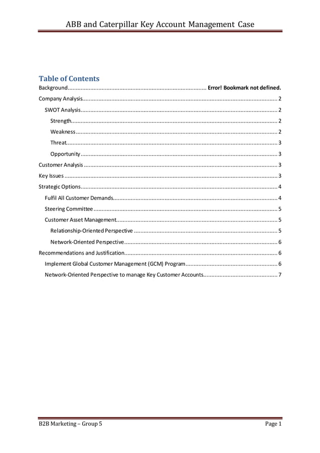 ABB and Caterpillar: Key Account Management | DOCX