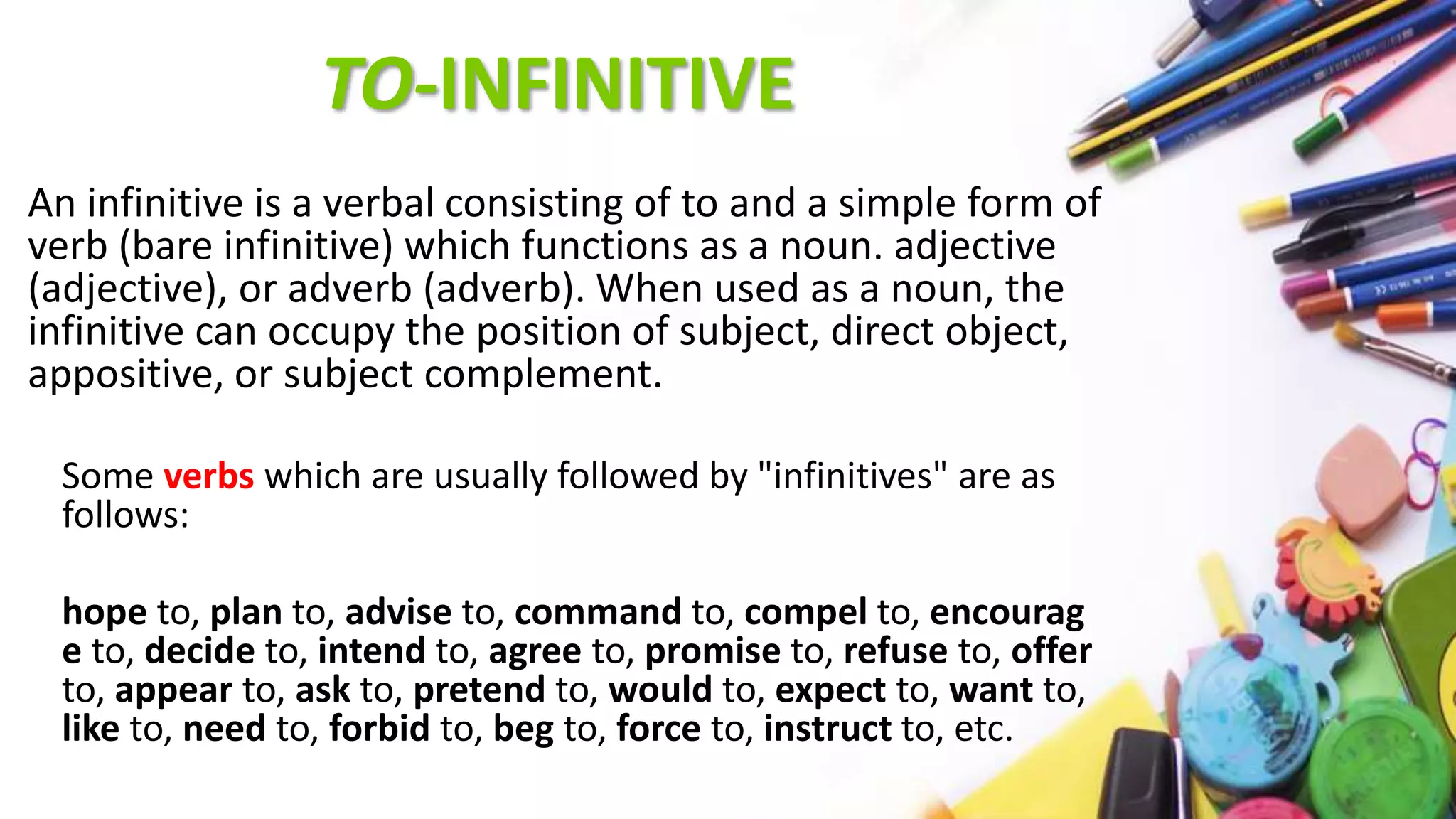 GENERAL ENGLISH - ING FORM / TO+INFINITIVE | PPTX