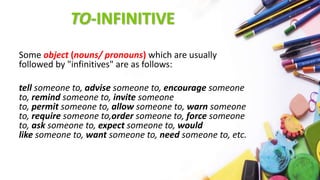 GENERAL ENGLISH - ING FORM / TO+INFINITIVE | PPTX