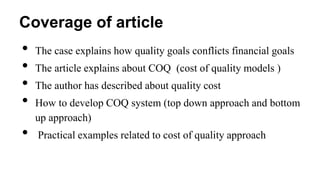 making of cost of quality | PPTX | Computing | Technology & Computing