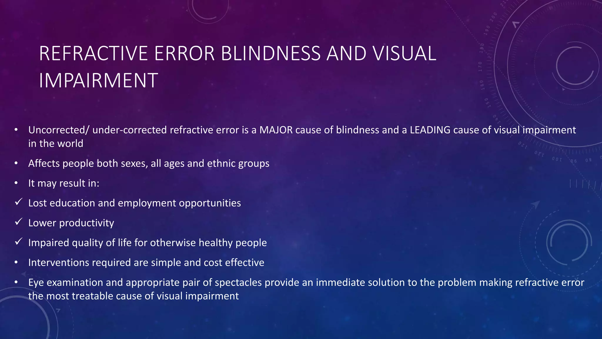 REFRACTIVE ERROR AND LOW VISION AS PUBLIC HEALTH ISSUES | PPTX