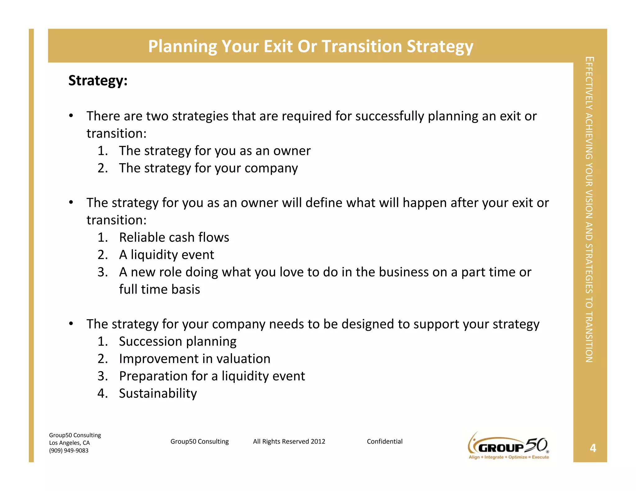 Effectively Planning an Exit or Transition: Part II | PDF