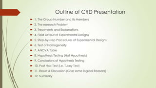 One-way ANOVA for Completely Randomized Design (CRD) | PPTX