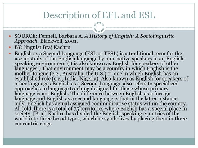 Description of EFL and ESL | PPTX | Education