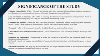 GROUP 5 EFFICIENCY OF IMPLEMENTING POLICE CHECKPOINTS IN MAYSAN ROAD ...