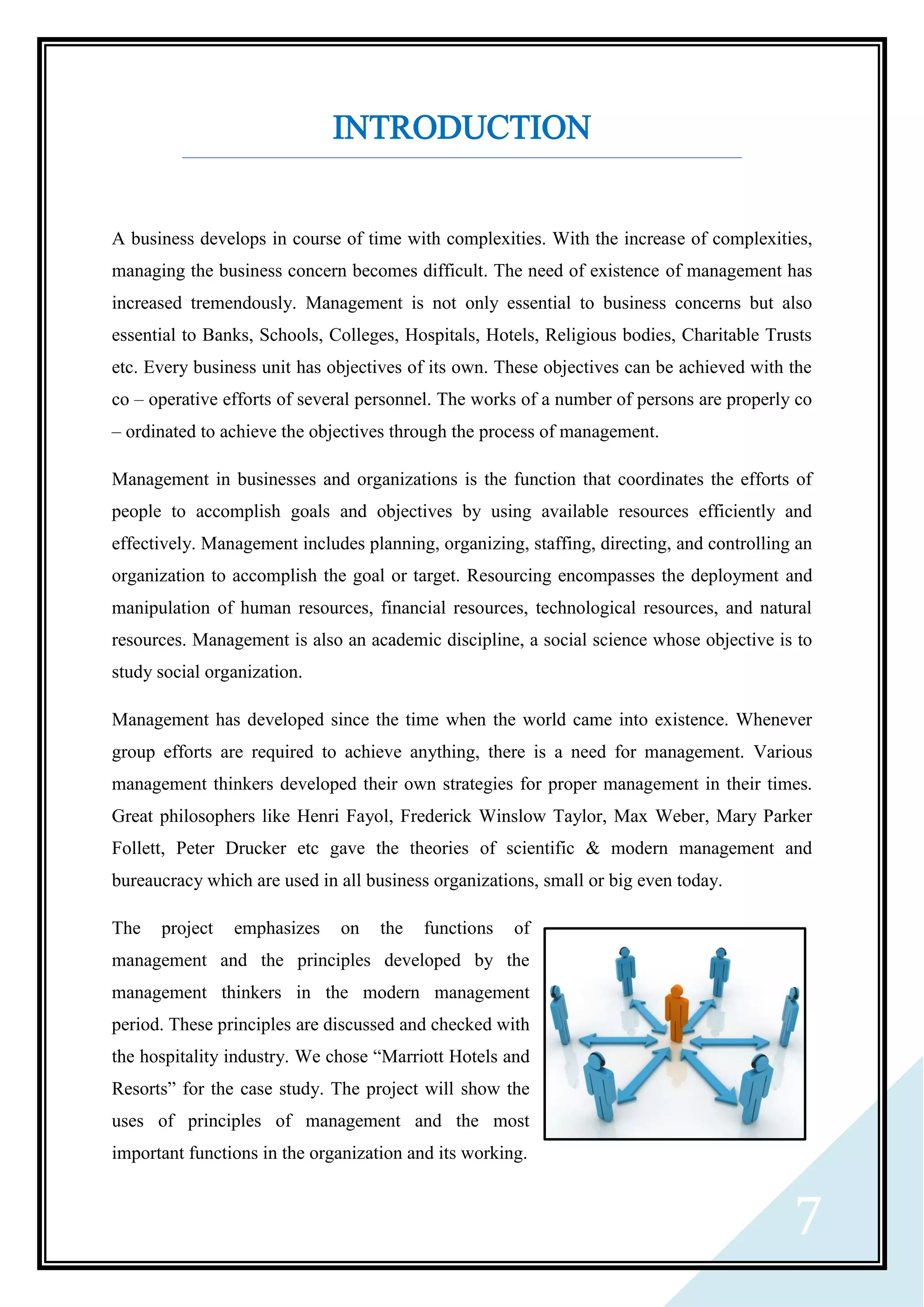 Principles of Management in Hotel Industry (Marriott Hotels & Resorts ...