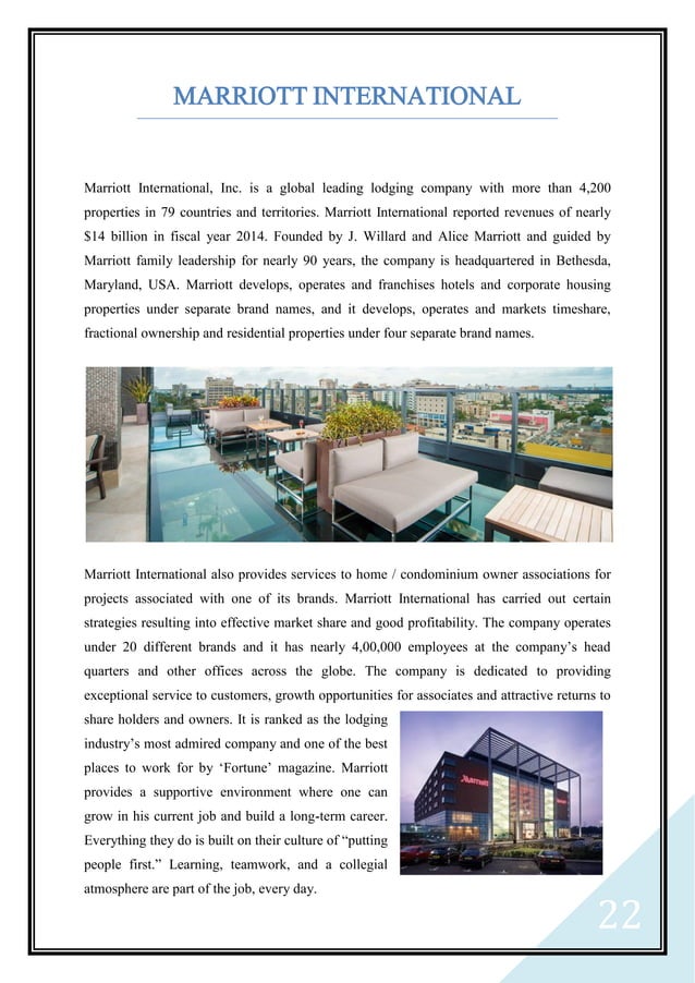 Principles of Management in Hotel Industry (Marriott Hotels & Resorts ...