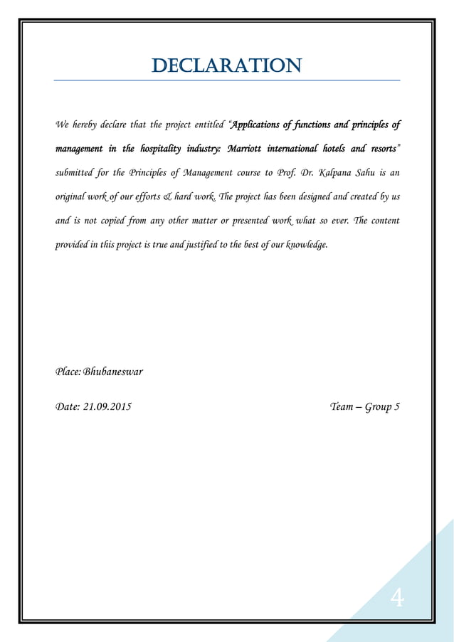 Principles of Management in Hotel Industry (Marriott Hotels & Resorts ...