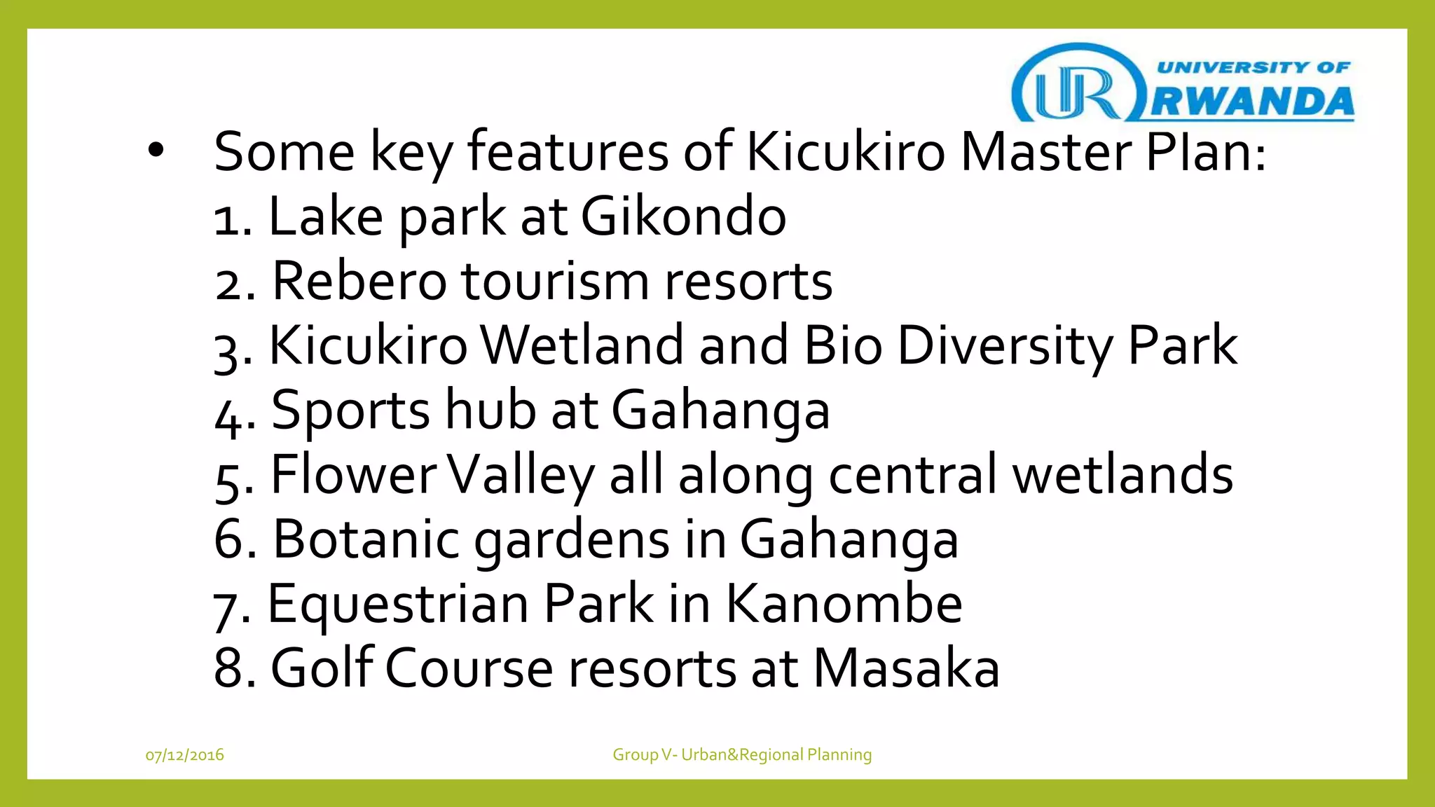 Kigali City Master Plan: Case Study Kicukiro District | PPTX