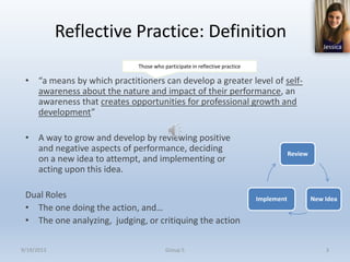 Reflective Practice Group Presentation by Jessica, Rich, and Candace | PPTX