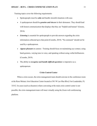 Crisis Communication Plan - Broward Performing Arts Center | PDF | Events