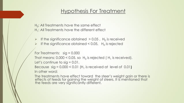 One-way ANOVA for Randomized Complete Block Design (RCBD) | PPTX