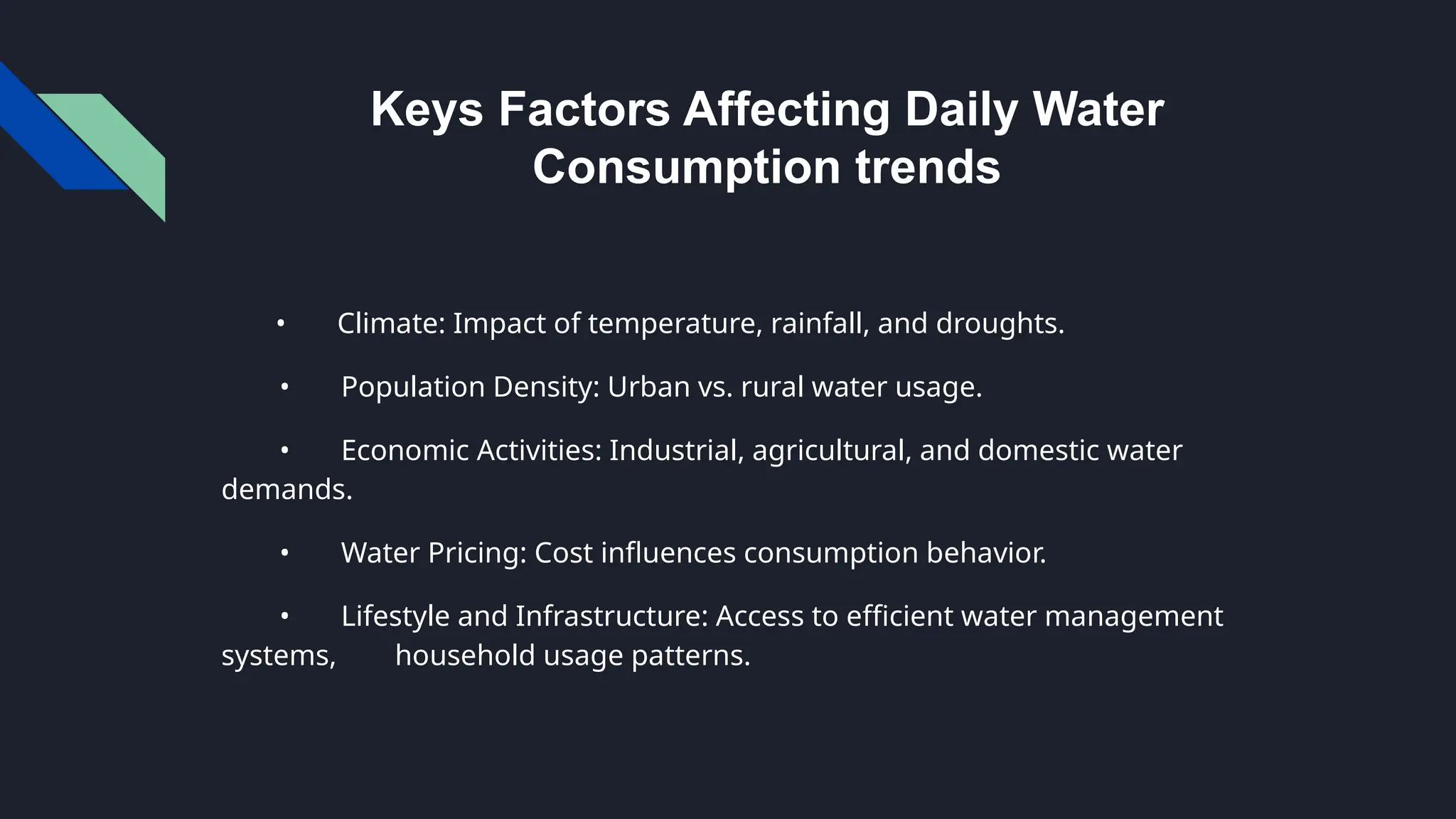 Factors influency daily water consumption | PPTX | Geography | Science