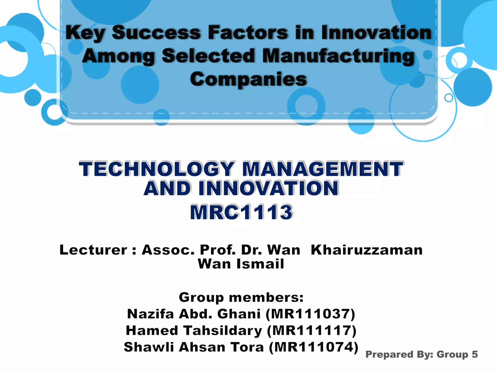 Key Success Factor in Manufacturing | PPT