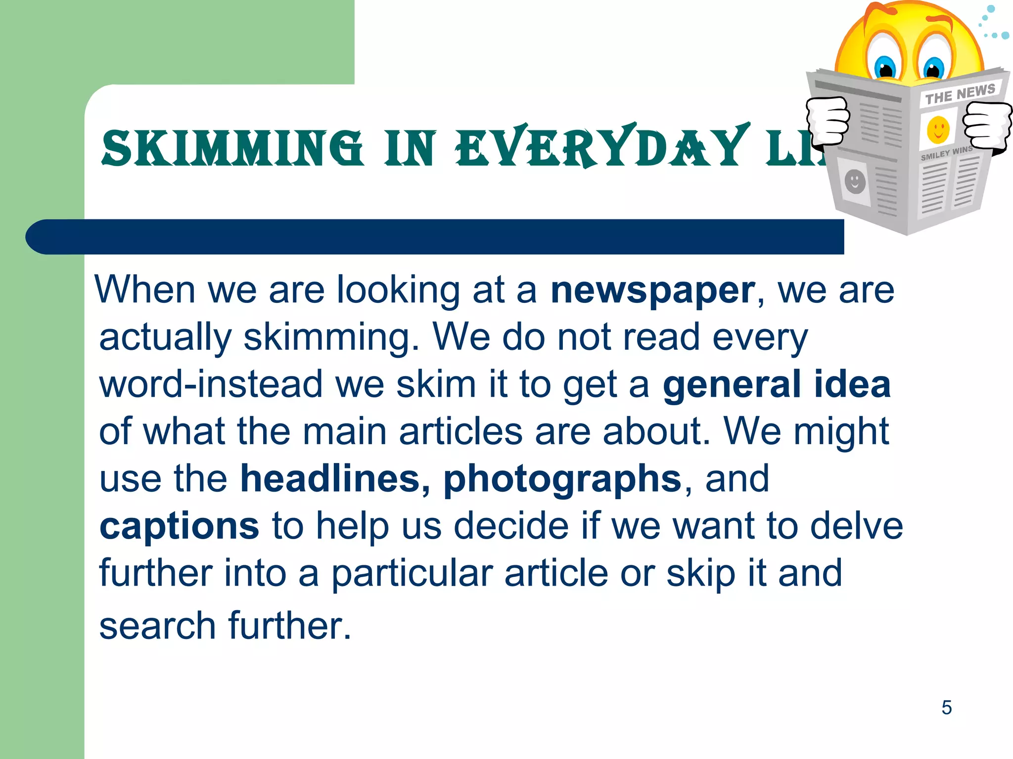 Type of Reading ; Skimming & Scaning | PPT