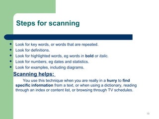Type of Reading ; Skimming & Scaning | PPT
