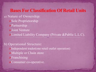 Classification of retail units | PPTX