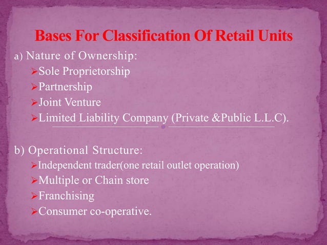 Classification of retail units | PPTX | Retail Industry | Industries