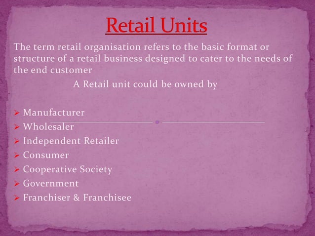 Classification of retail units | PPT
