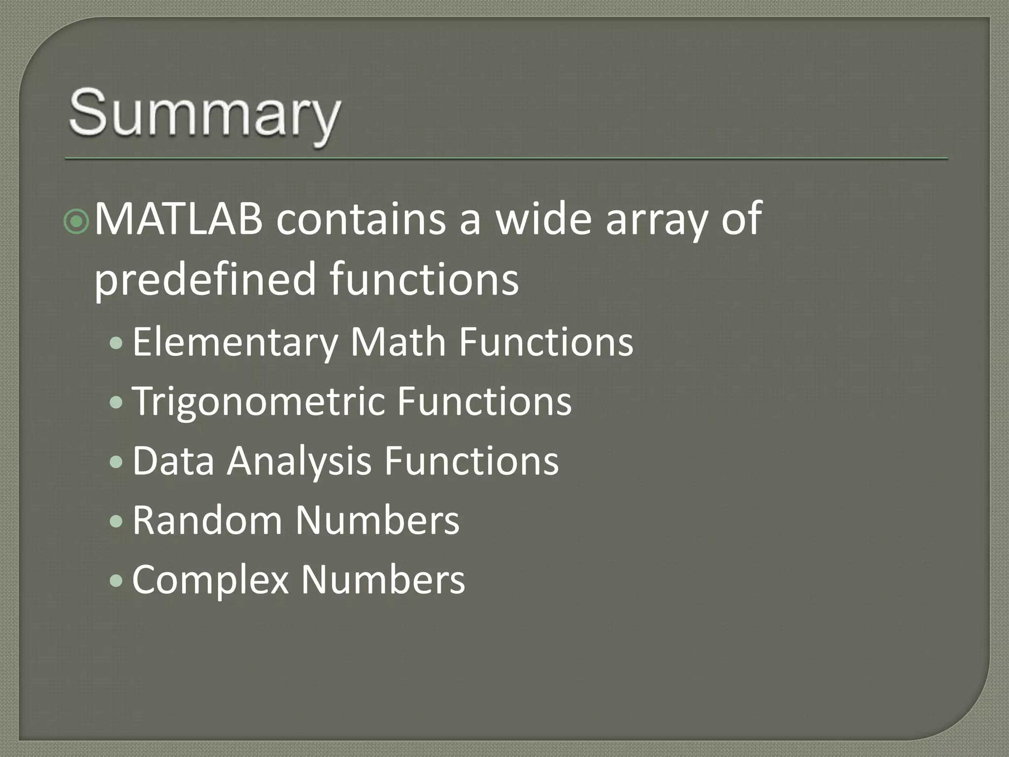 Matlab Functions | PPTX