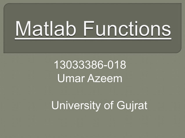 Matlab Functions | PPTX | Programming Languages | Computing