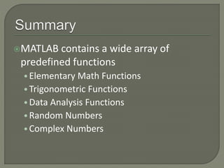 Matlab Functions | PPTX
