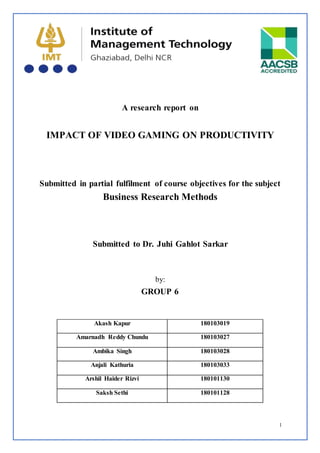 Impact of Console Gaming on Productivity | DOCX