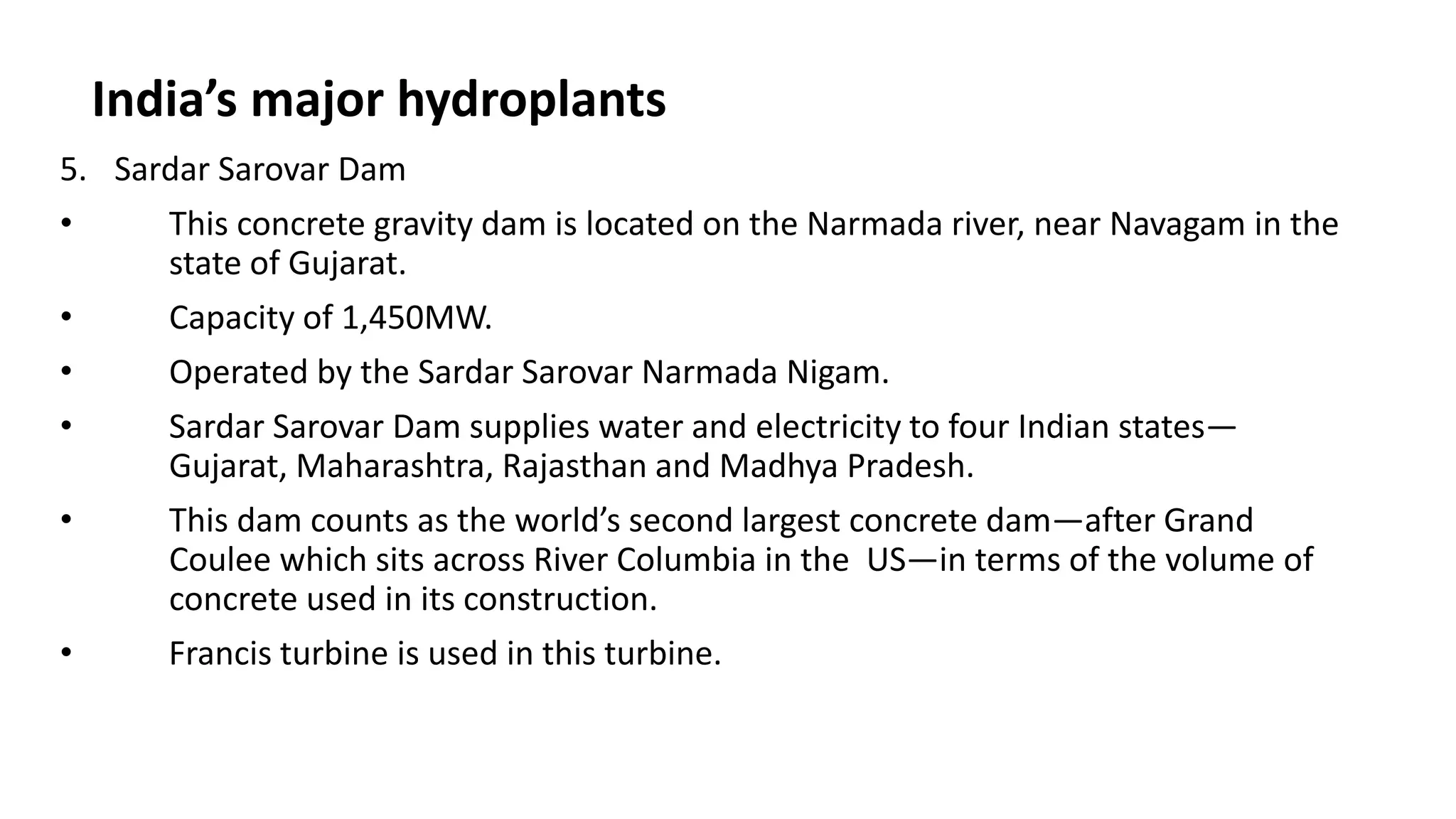 HYDROELECTRIC POWERPLANTS : Major hydroelectric plants operational in ...
