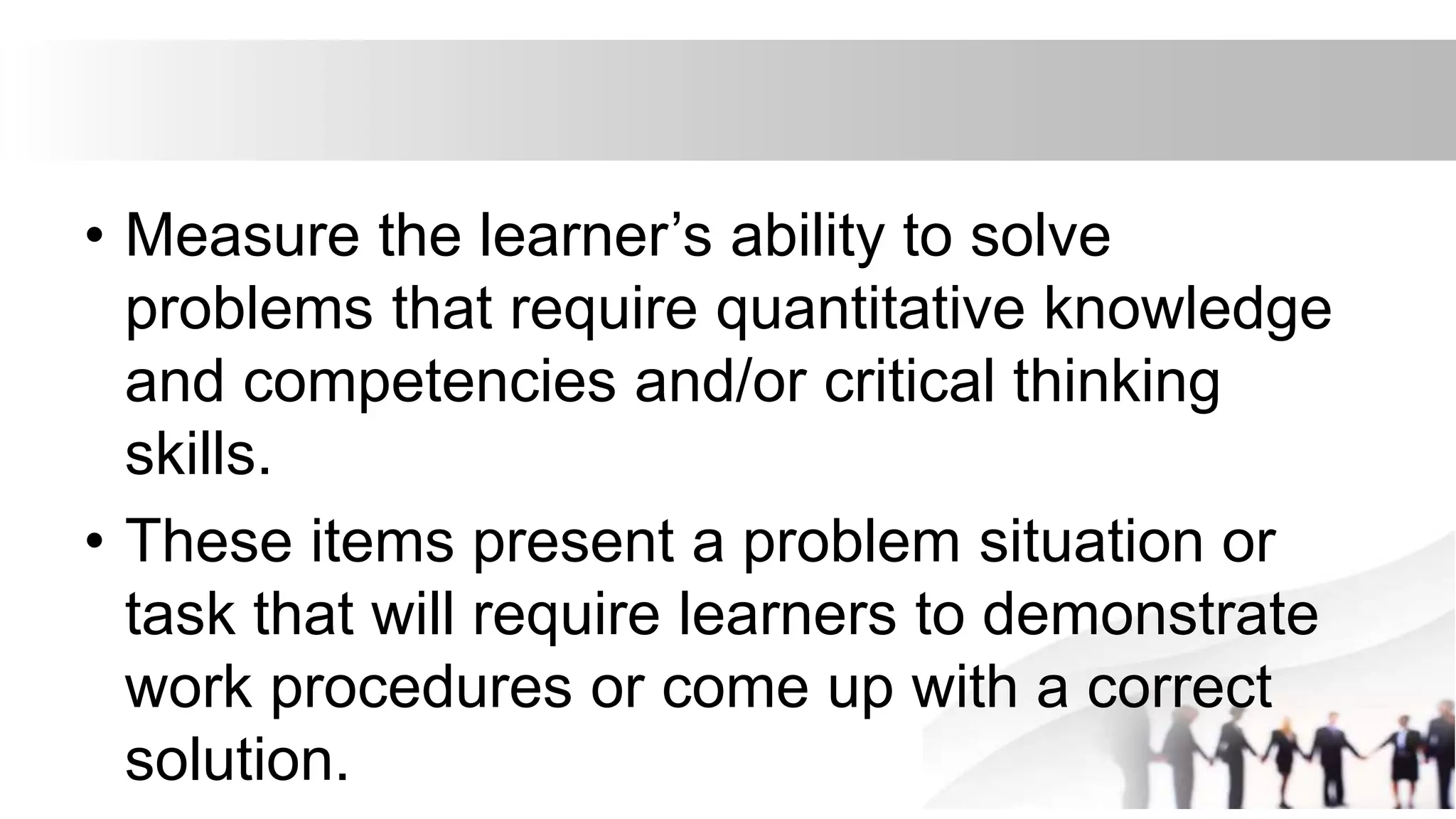 Guidelines in writing problem solving test items | PPTX