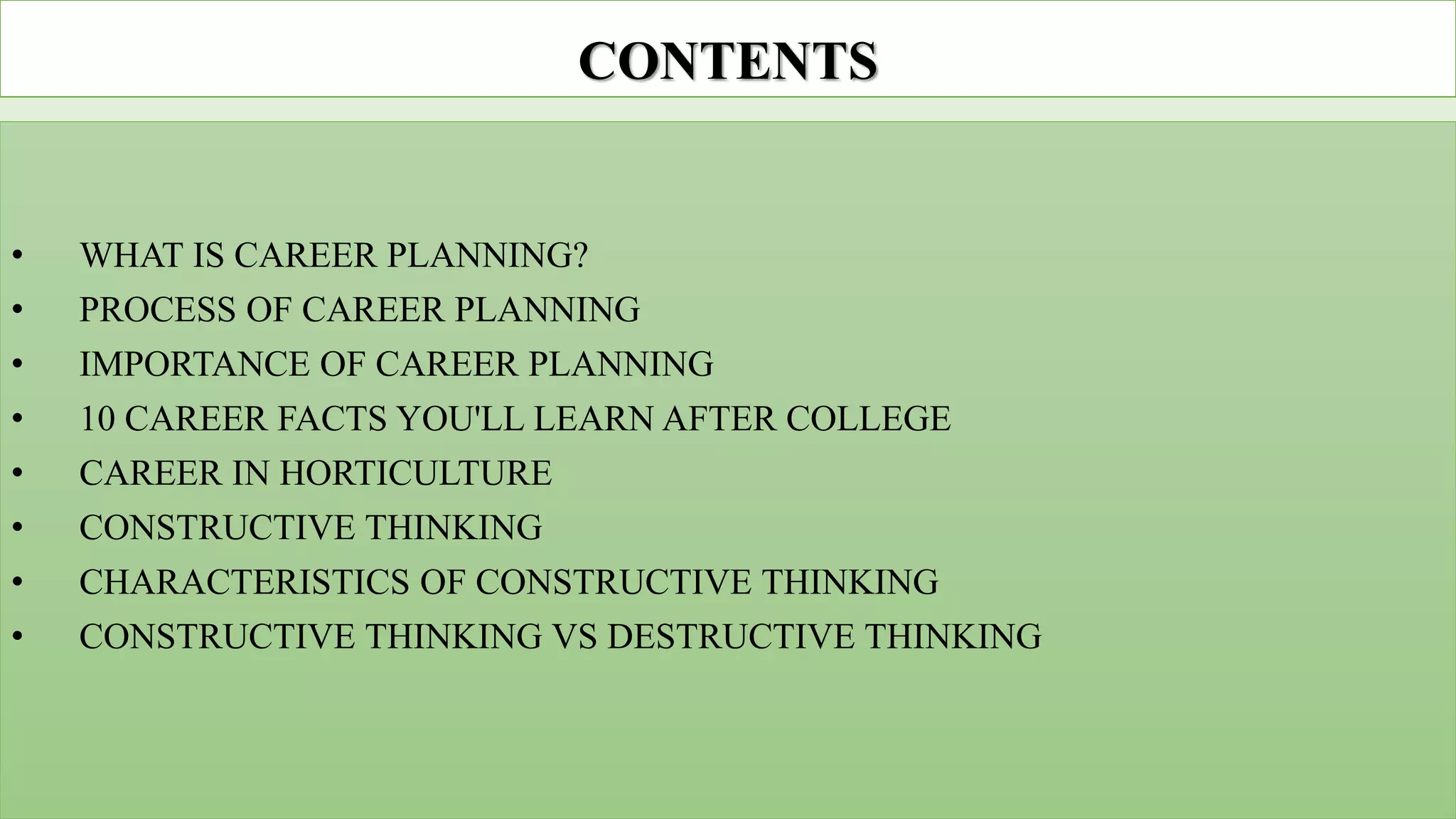 CAREER PLANNING AND CONSTRUCTIVE THINKING | PPTX