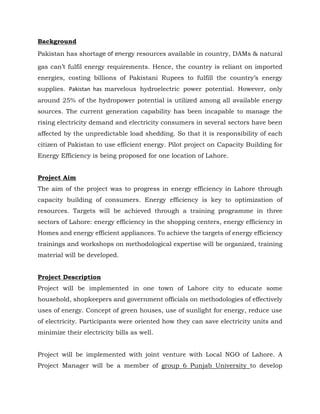 Group 6 concept note capacity building for energy efficiency in lahore ...