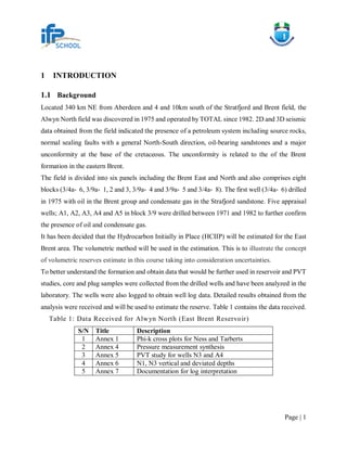 Hydrocarbon reserve estimation project report for Alywn Northfield ...