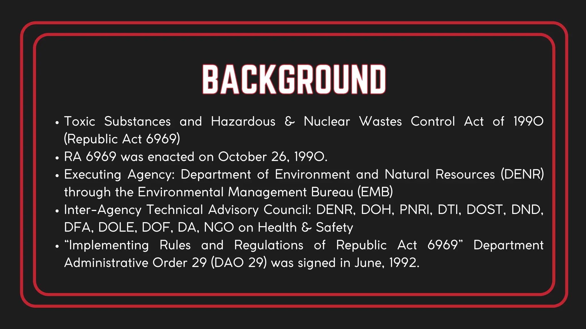 PH Toxic Substances and Hazardous and Nuclear Wastes Control Act of ...