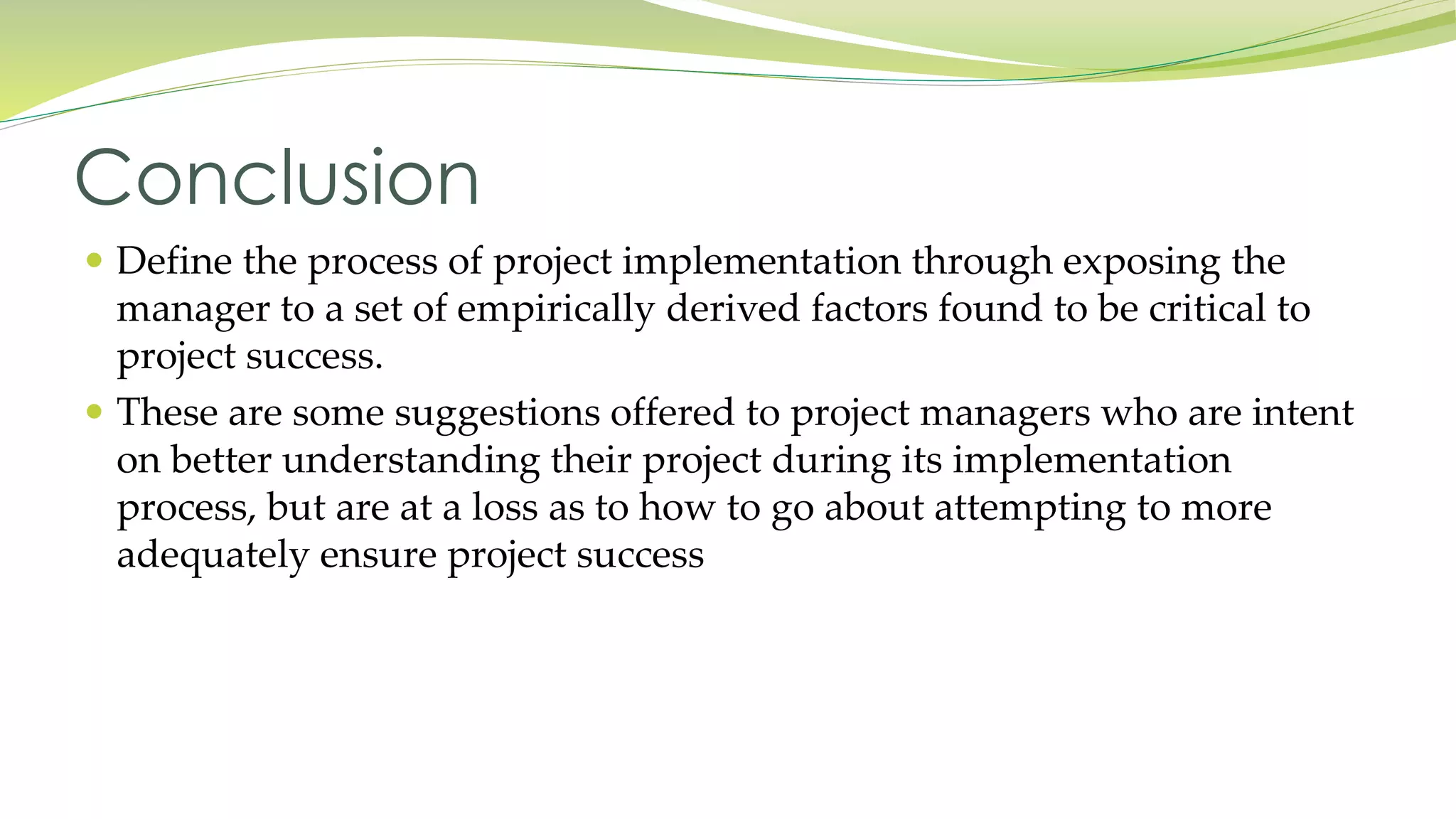 Critical success factors in effective project implementation | PPT