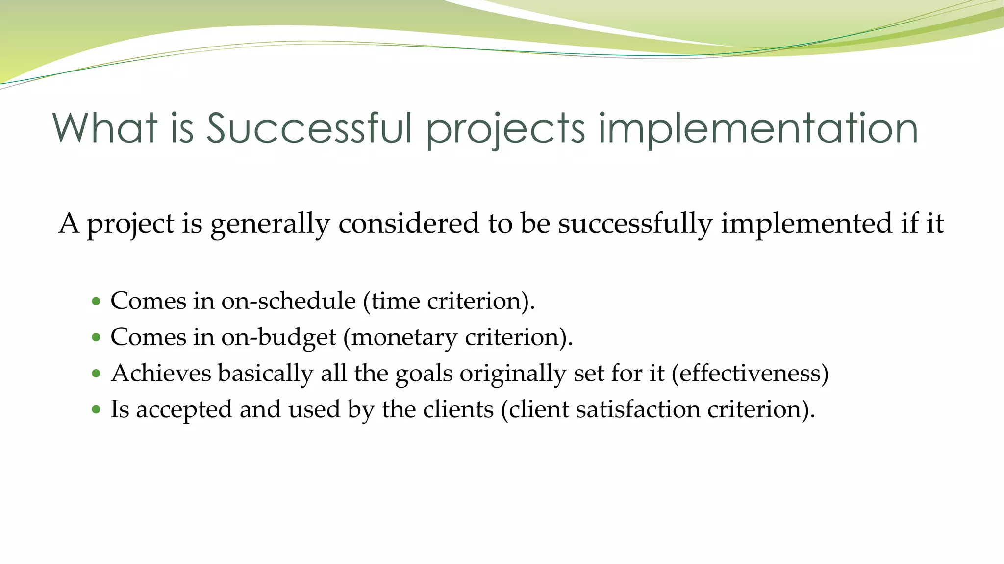 Critical success factors in effective project implementation | PPT