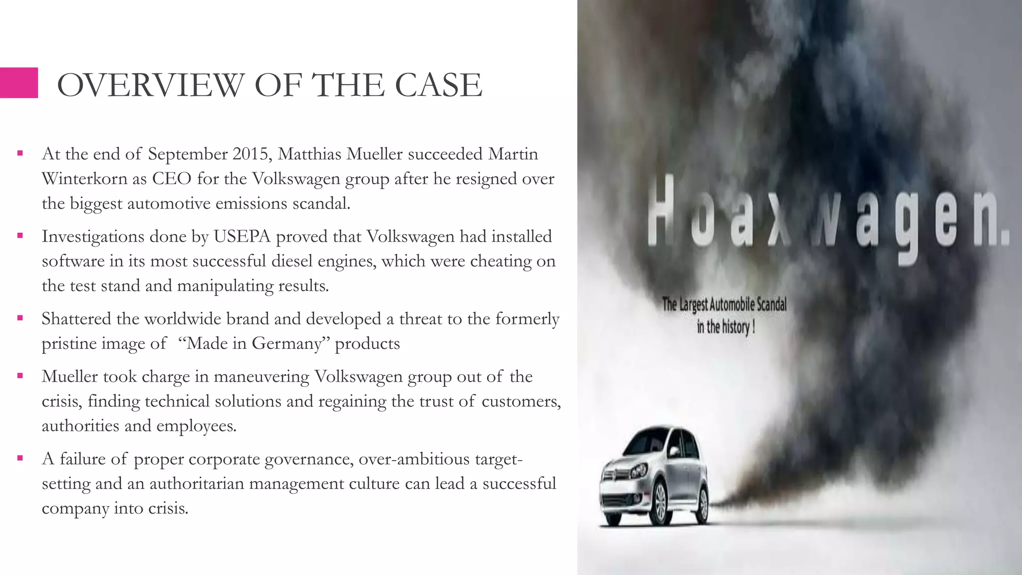 Crisis Management Dieselgate-The Volkswagen Group | PPTX
