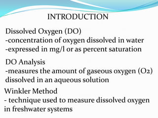 Group 6 dissolved oxygen determination ppt | PPTX