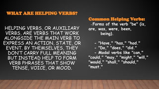 HELPING VERBS AND ANALOGIES GRAMMAR AND VOCABULARY | PPTX