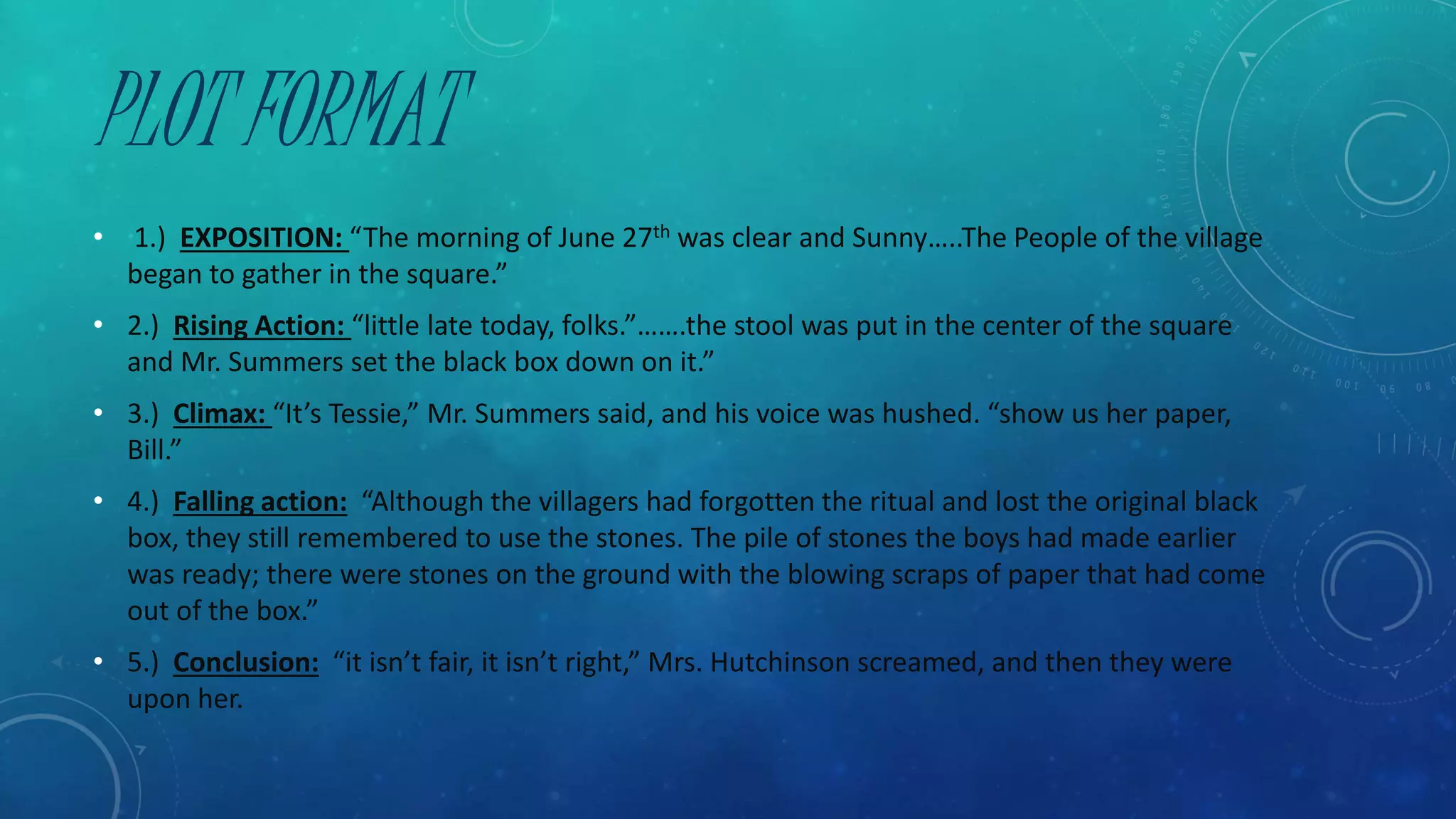 "The Lottery" Conflict and Elements of the Plot | PPTX