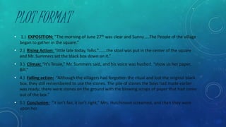 "The Lottery" Conflict and Elements of the Plot | PPTX